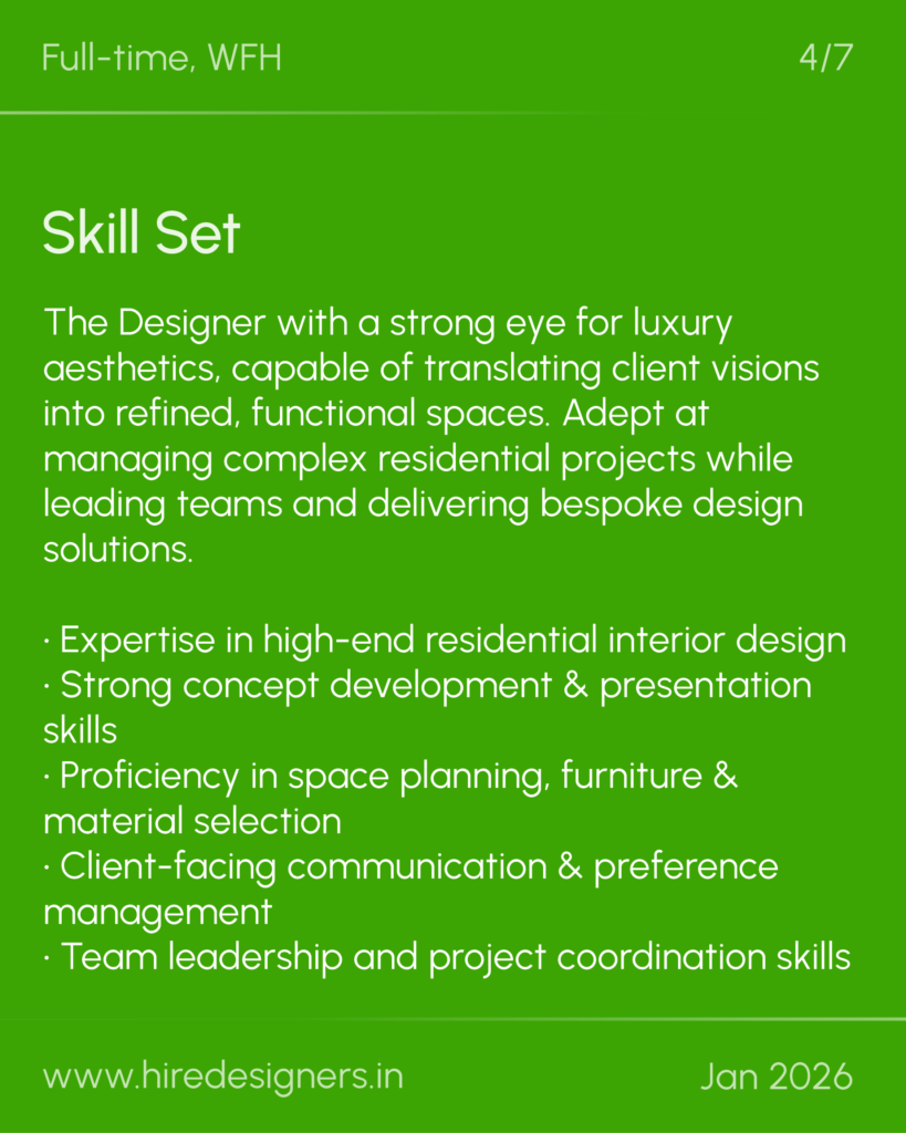 Sr. Interior Designer - Hire Designers